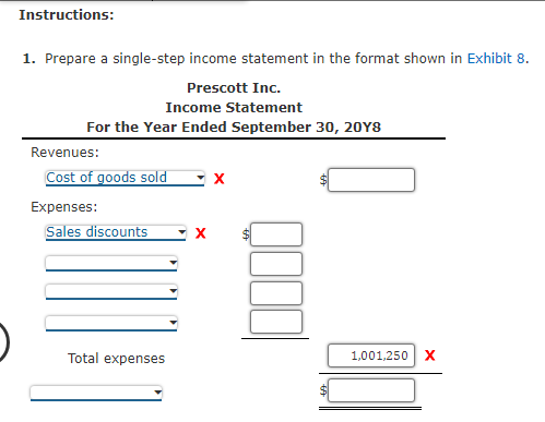Solved Single-Step Income Statement The following selected | Chegg.com