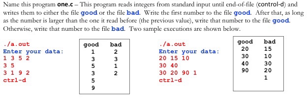 Solved Name this program one.c- This program reads integers | Chegg.com