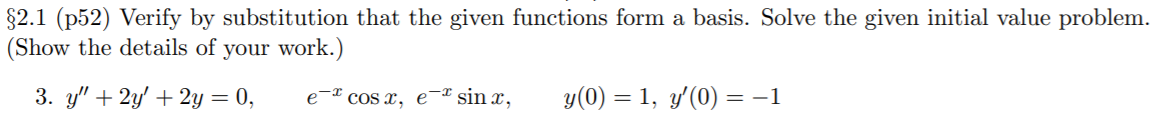 Solved $2.1 (p52) Verify by substitution that the given | Chegg.com
