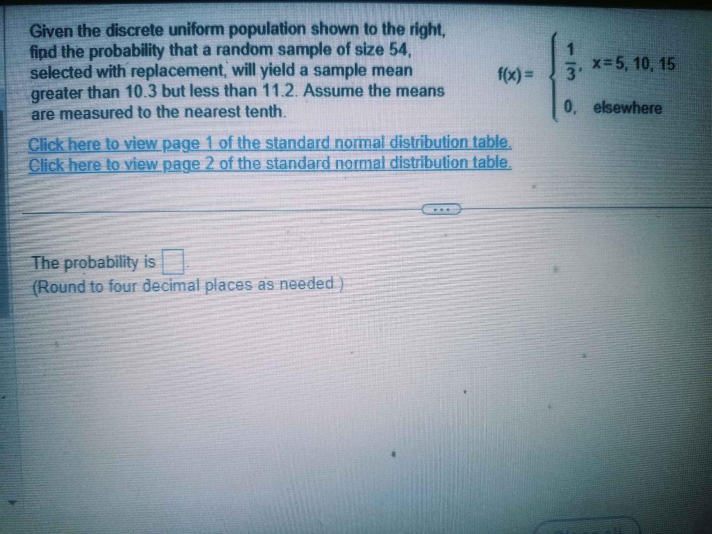 Solved Given the discrete uniform population shown to the | Chegg.com
