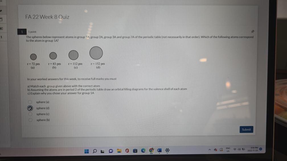 The spheres below represent atoms in group. 1A, group | Chegg.com
