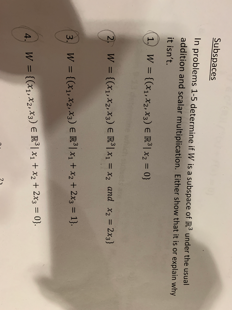 Solved Subspaces In Problems 1 5 Determine If W Is A
