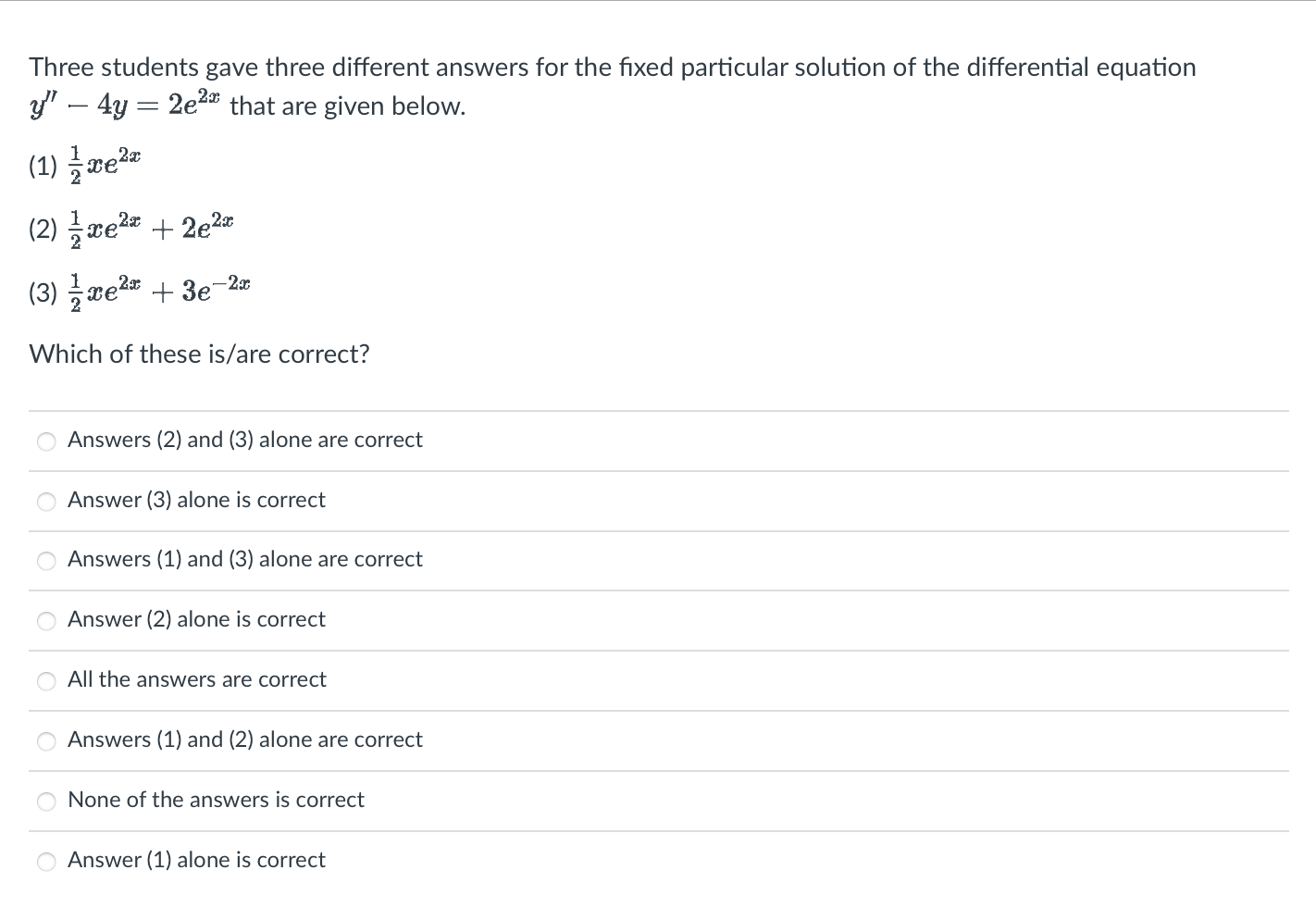 Solved Three students gave three different answers for the | Chegg.com