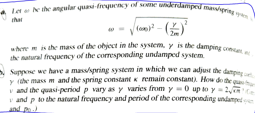 Solved (0)2 - ) a. Let w be the angular quasi-frequency of | Chegg.com