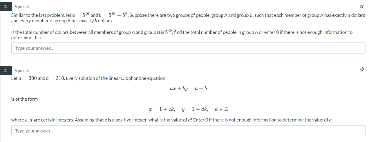 Solved 5 points Similar to the last problem, let a=516 and | Chegg.com