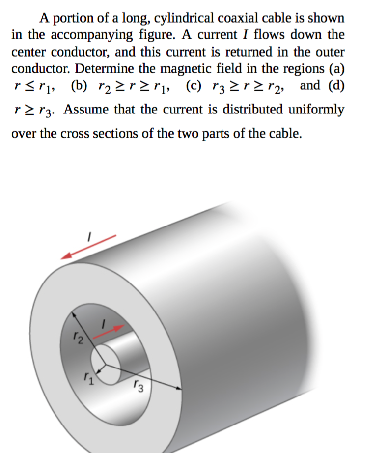 Solved A portion of a long, cylindrical coaxial cable is | Chegg.com