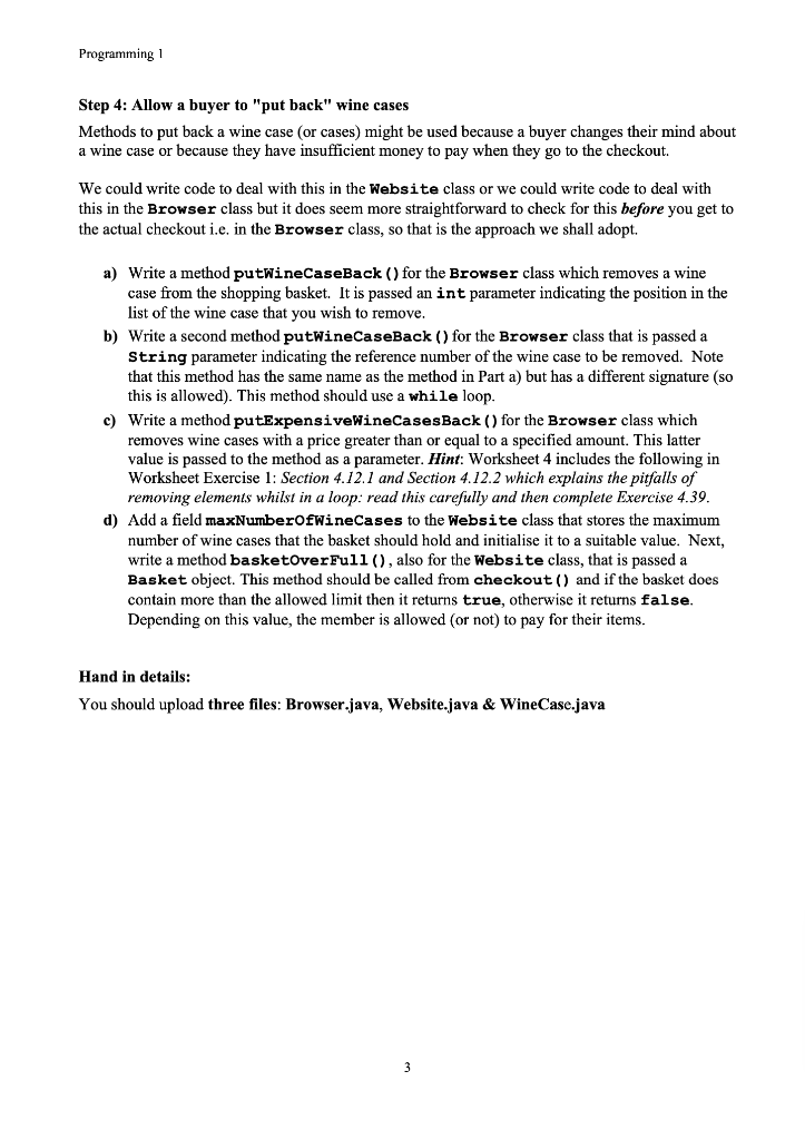 Solved Programming 1 Individual Assessed Coursework 4 | Chegg.com