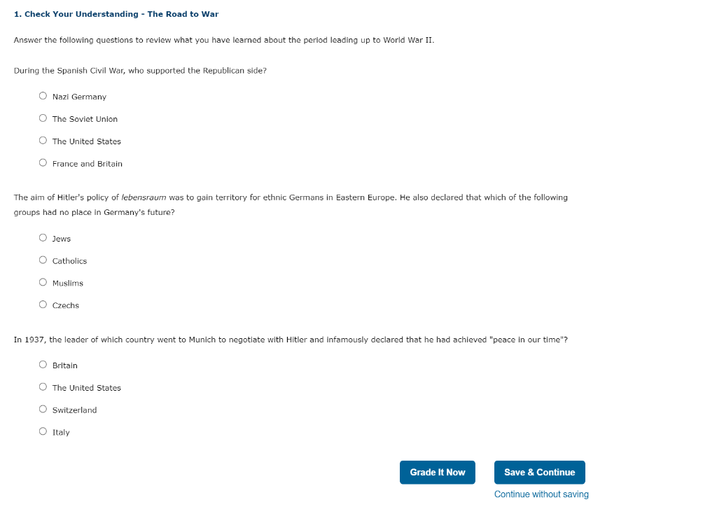 Solved 1. Check Your Understanding - The Road to war Answer | Chegg.com