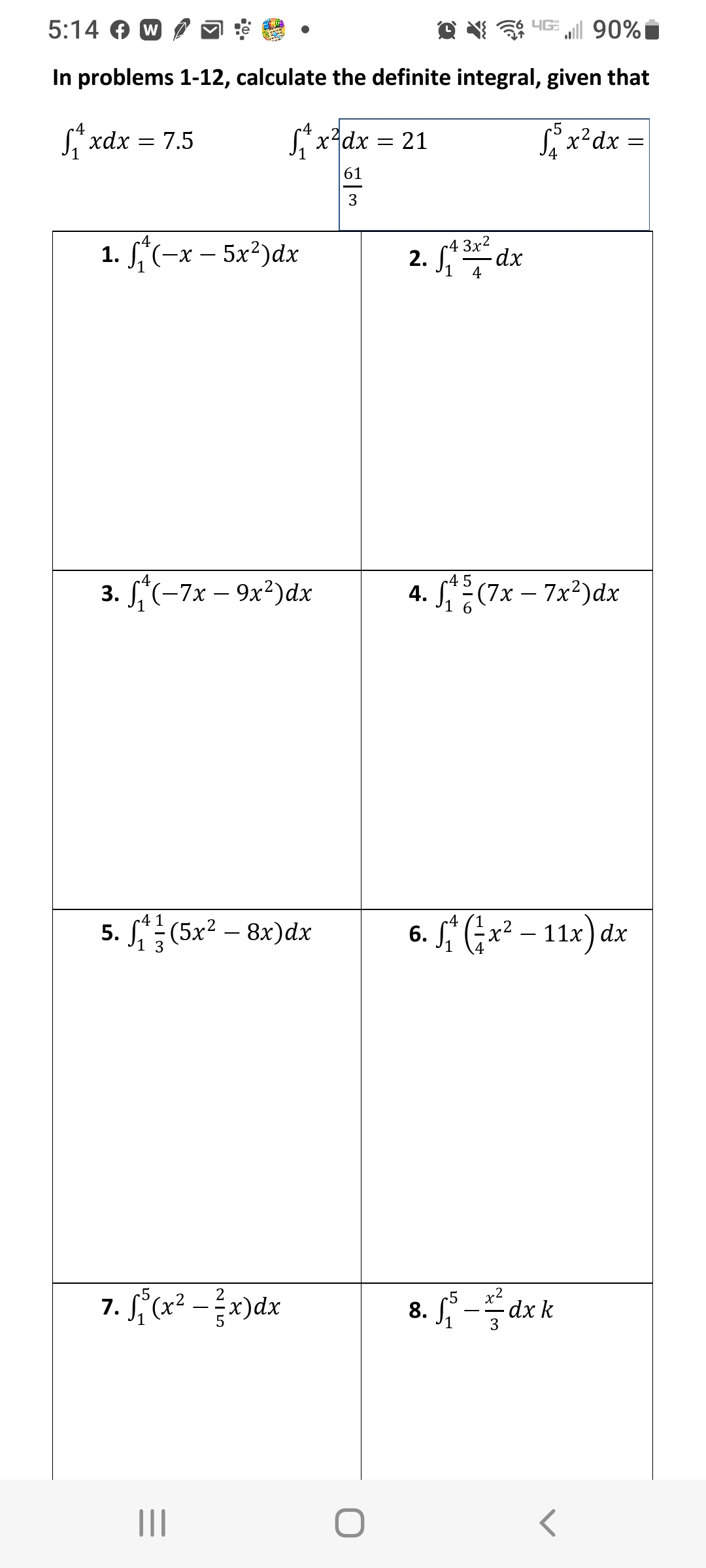 Solved In problems 1-12, calculate the definite integral, | Chegg.com