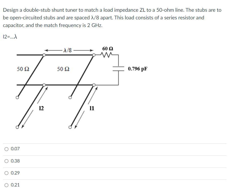 Solved Design a double-stub shunt tuner to match a load | Chegg.com