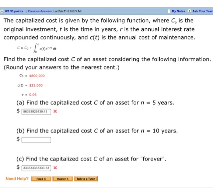 Solved 0/1.33 points | Previous Answers LarCalc11 | Chegg.com