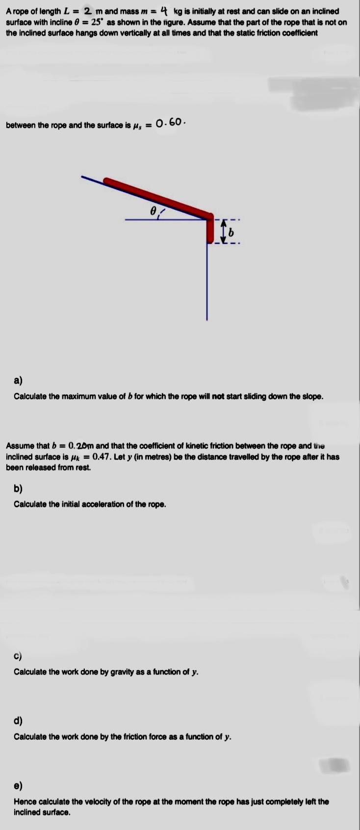 Solved A rope of length L=2 m and mass m=4 kg is initially | Chegg.com