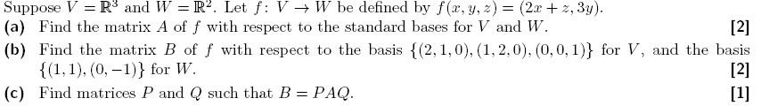 Solved Suppose V=R3 and W=R2. Let f:V→W be defined by | Chegg.com