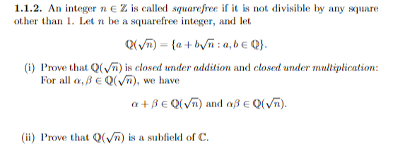 Solved 1.1.2. An integer n∈Z is called squarefree if it is | Chegg.com