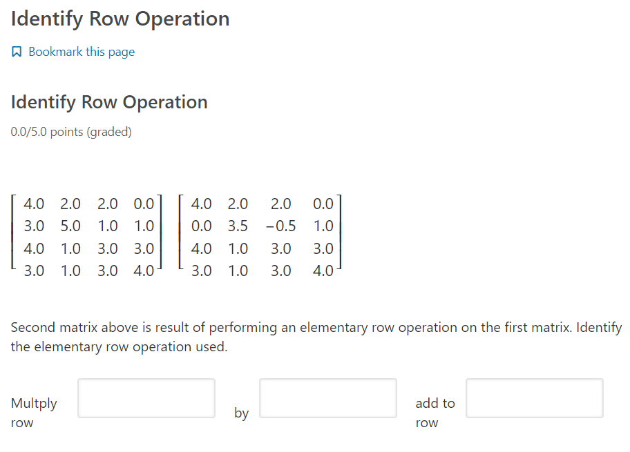 Solved Identify Row Operation Bookmark this page Identify | Chegg.com
