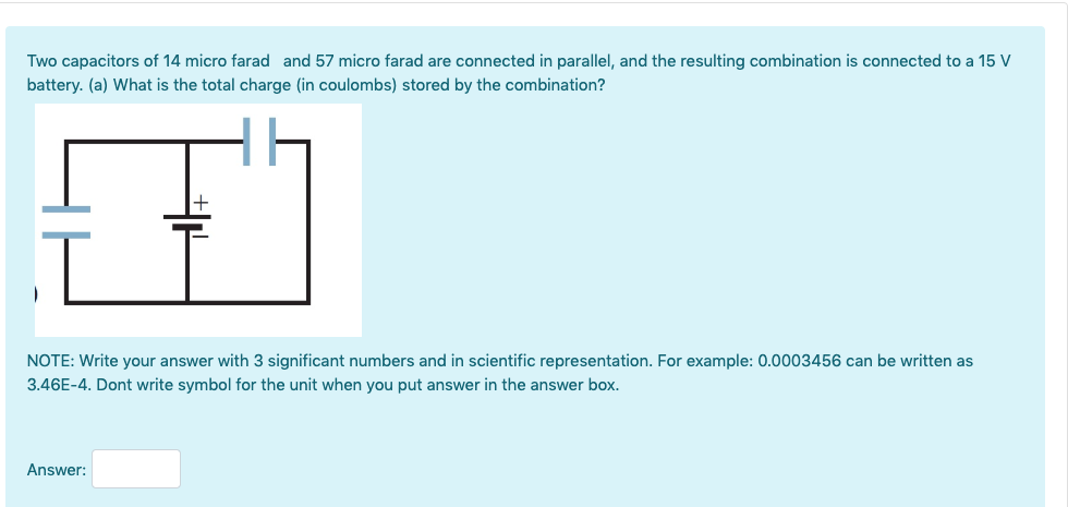Solved Two capacitors of 14 micro farad and 57 micro farad | Chegg.com