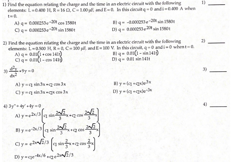Solved 1) 1) Find the equation relating the charge and the | Chegg.com
