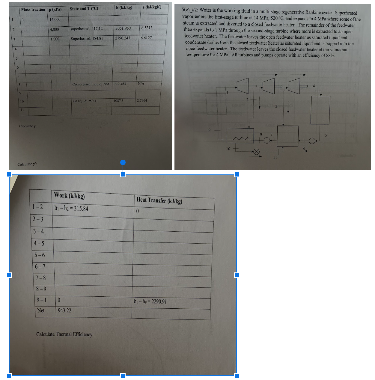 Solved 5(c)_\#2: Water is the working fluid in a multi-stage | Chegg.com