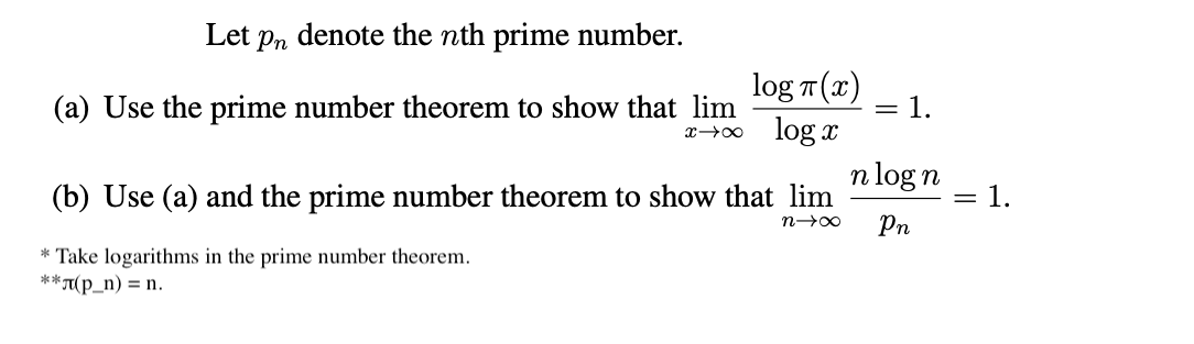 Solved = 2-> Let Pn denote the nth prime number. log (x) (a) | Chegg.com
