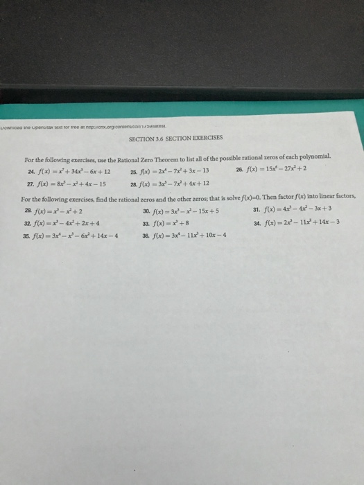 Solved SECTION 36: ZEROS OF POLYNOMIAL FUNCTIONS 3.6 SECTION | Chegg.com