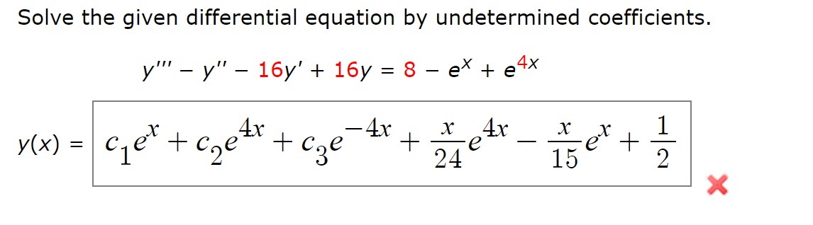 Solved Solve the given differential equation by undetermined | Chegg.com