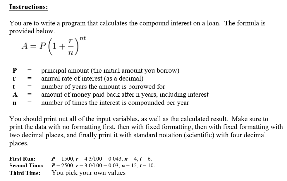 Solved Instructions: You are to write a program that | Chegg.com