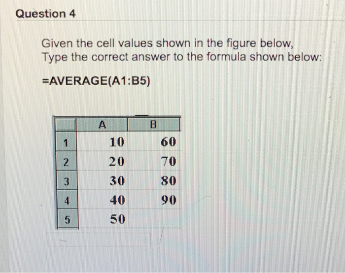 Solved Question 4 Given the cell values shown in the figure | Chegg.com