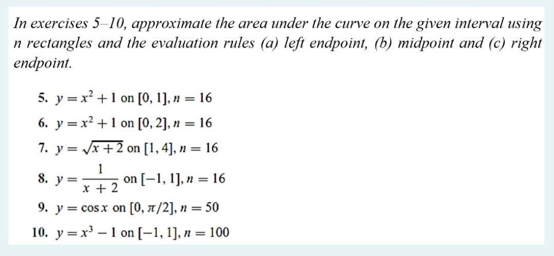 Solved In exercises 5-10, approximate the area under the | Chegg.com