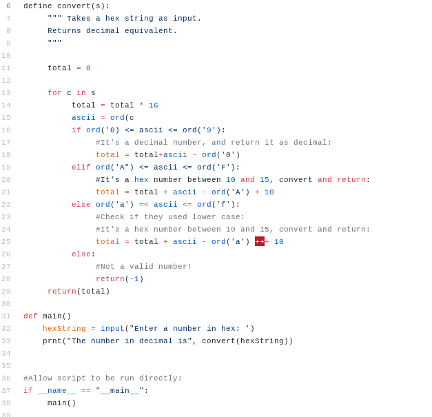 The program, errors Hex.py, has lots of errors. Fix | Chegg.com