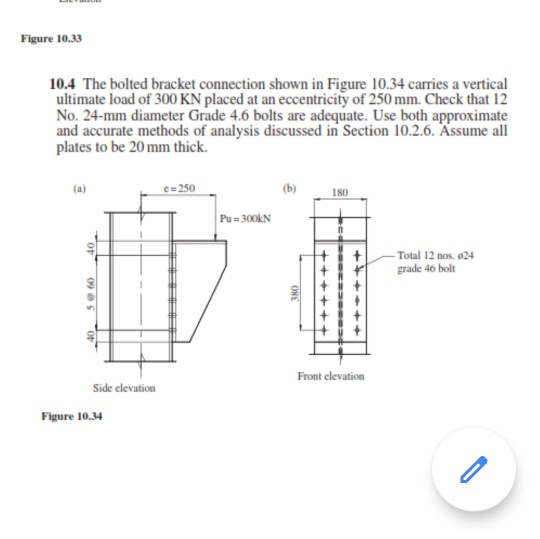 Solved Figure 10.33 10.4 The bolted bracket connection shown | Chegg.com