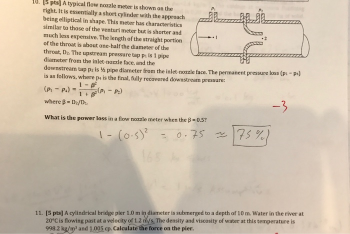 Solved A typical flow nozzle meter is shown on the right It | Chegg.com