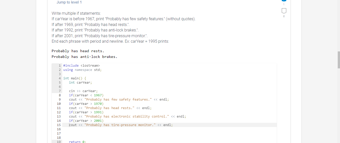 Solved Jump to level 1 1 Write multiple if statements: If | Chegg.com