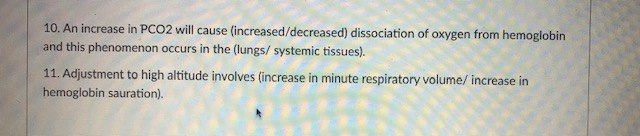 Solved 10. An increase in PCO2 will cause | Chegg.com