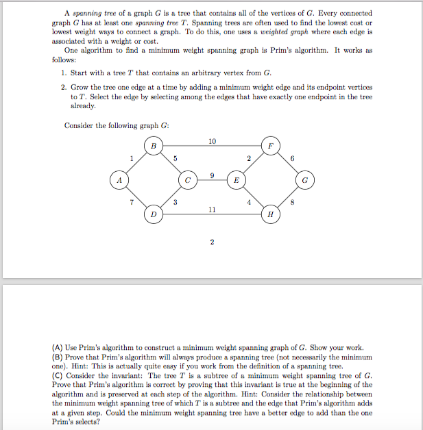 A Spanning Tree Of A Graph G Is A Tree That Contains