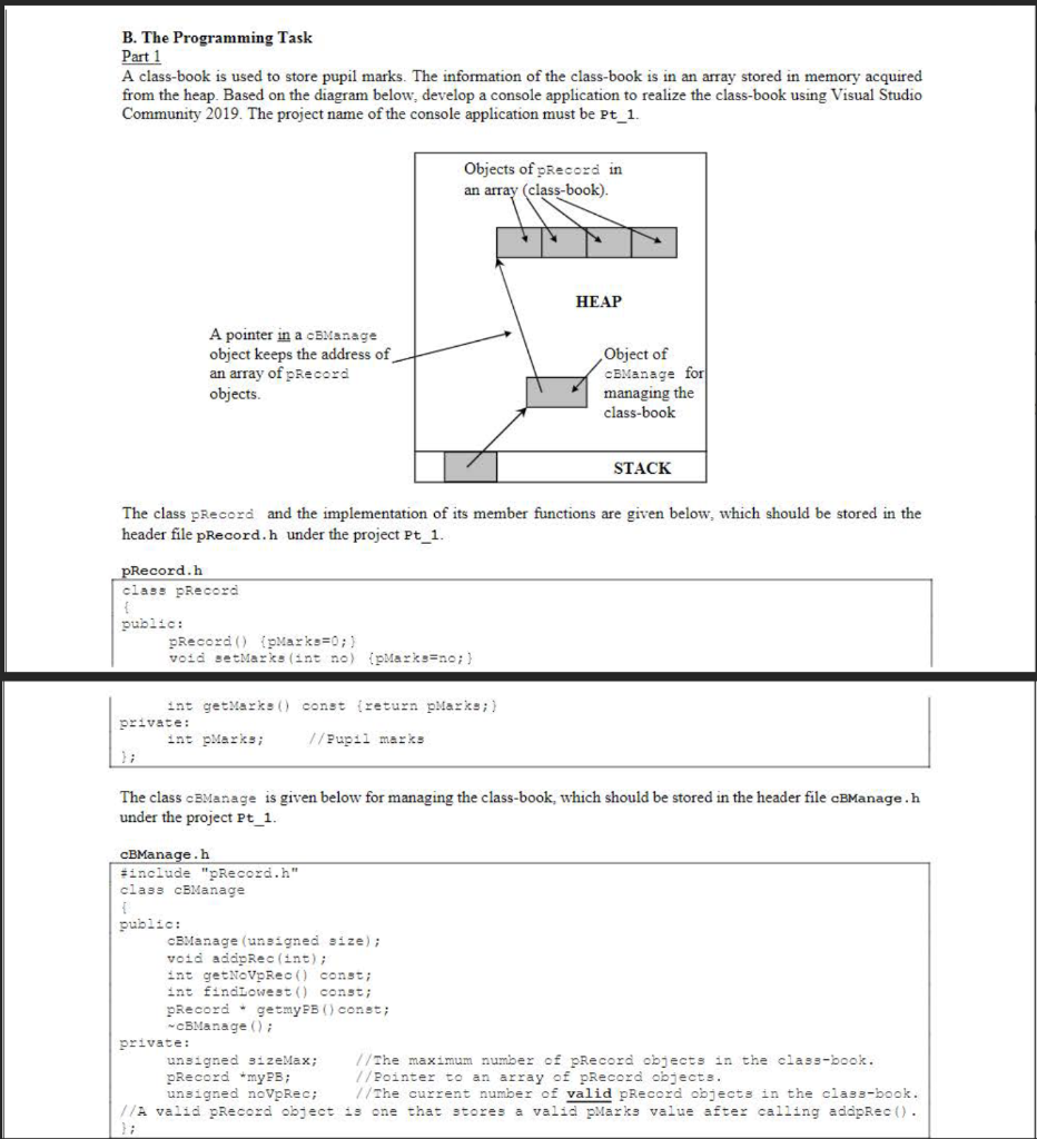 Solved B. The Programming Task Part 1 A class-book is used | Chegg.com