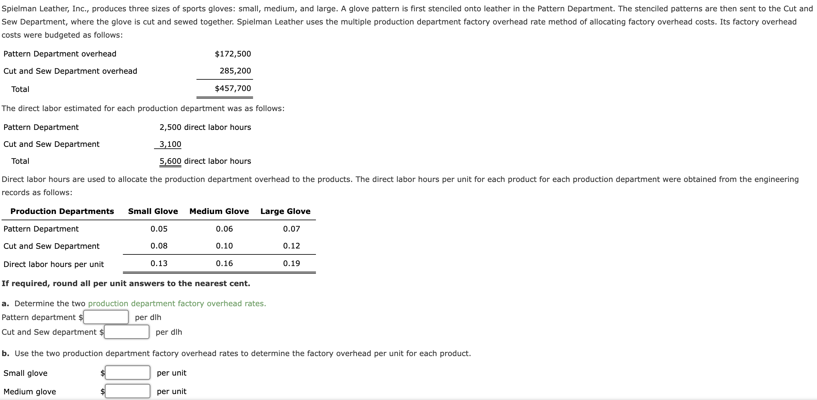 Solved Spielman Leather, Inc., produces three sizes of | Chegg.com