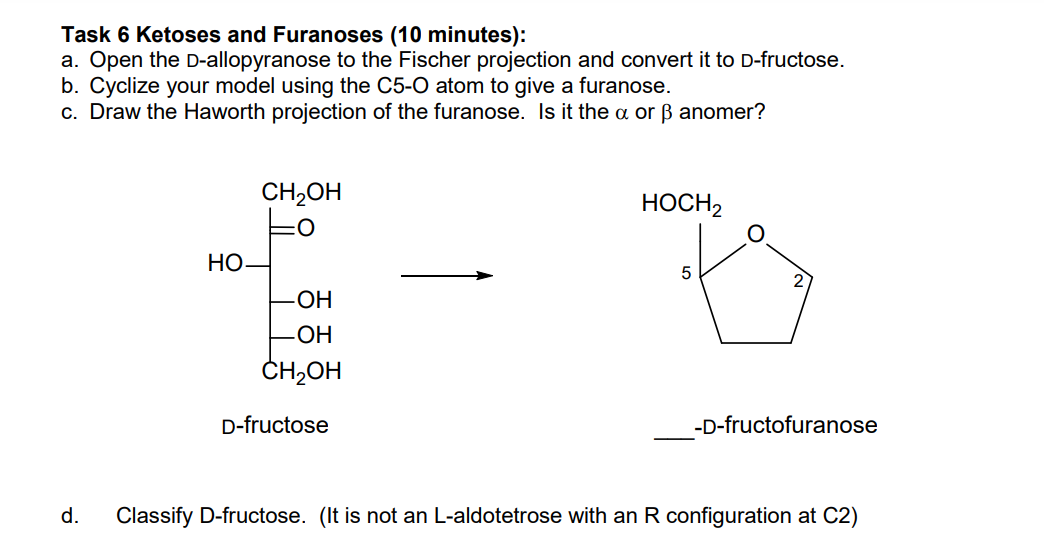 Solved Task 6 Ketoses and Furanoses (10 minutes): a. Open | Chegg.com