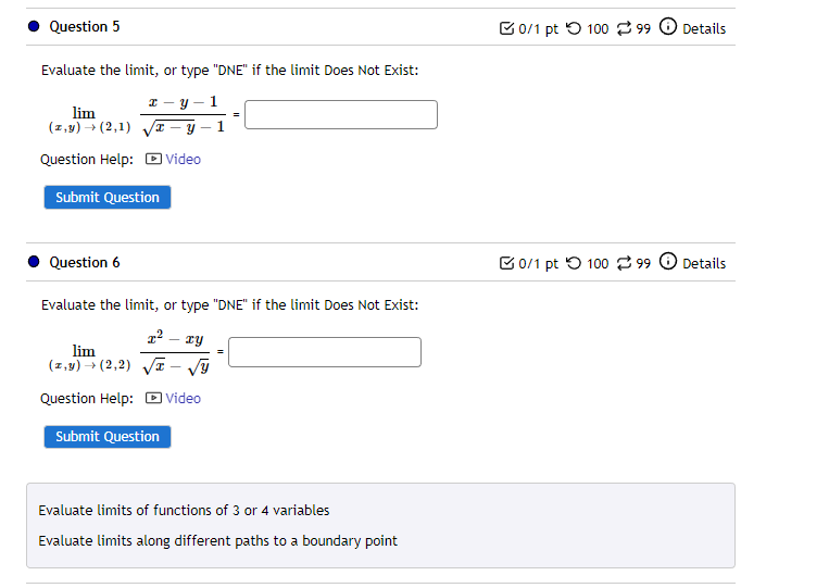 Solved Evaluate the limit, or type "DNE" if the limit Does | Chegg.com