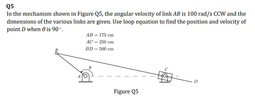 Solved by an EXPERT Q5In ﻿the mechanism shown in ﻿Figure Q5, ﻿the angular | Chegg.com