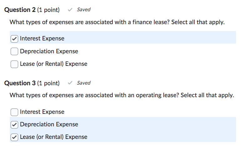 Solved What types of expenses are associated with a finance | Chegg.com