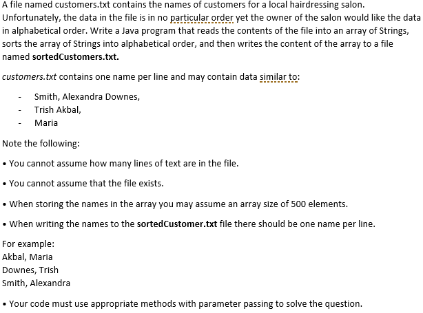 Solved A file named customers.txt contains the names of | Chegg.com