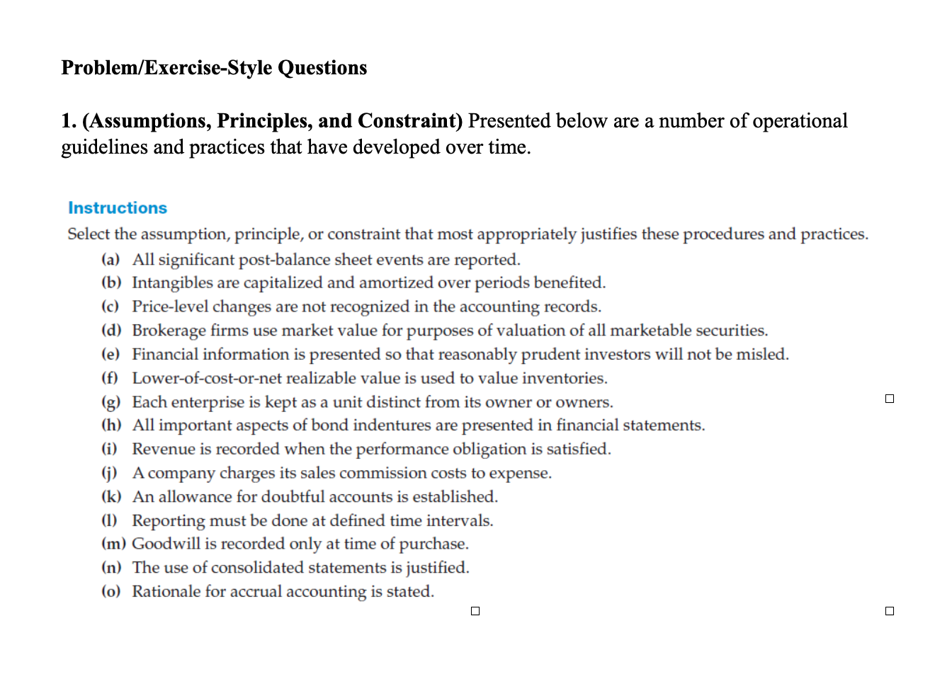 Solved Problem/Exercise-Style Questions 1. (Assumptions, | Chegg.com