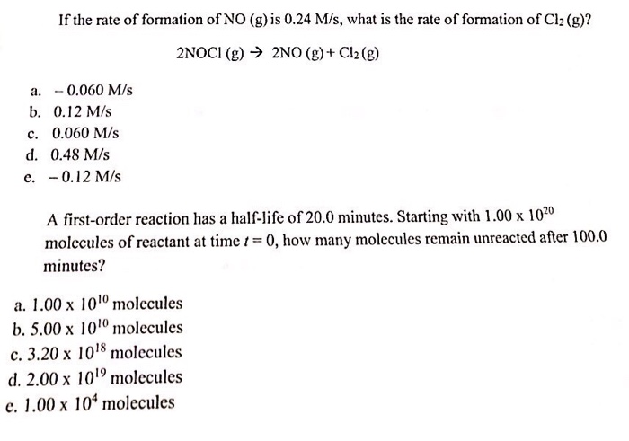 Solved If the rate of formation of NO (g) is 0.24 M/s, what | Chegg.com