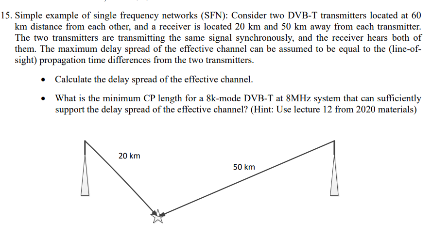 Solved 5. Simple example of single frequency networks (SFN): | Chegg.com