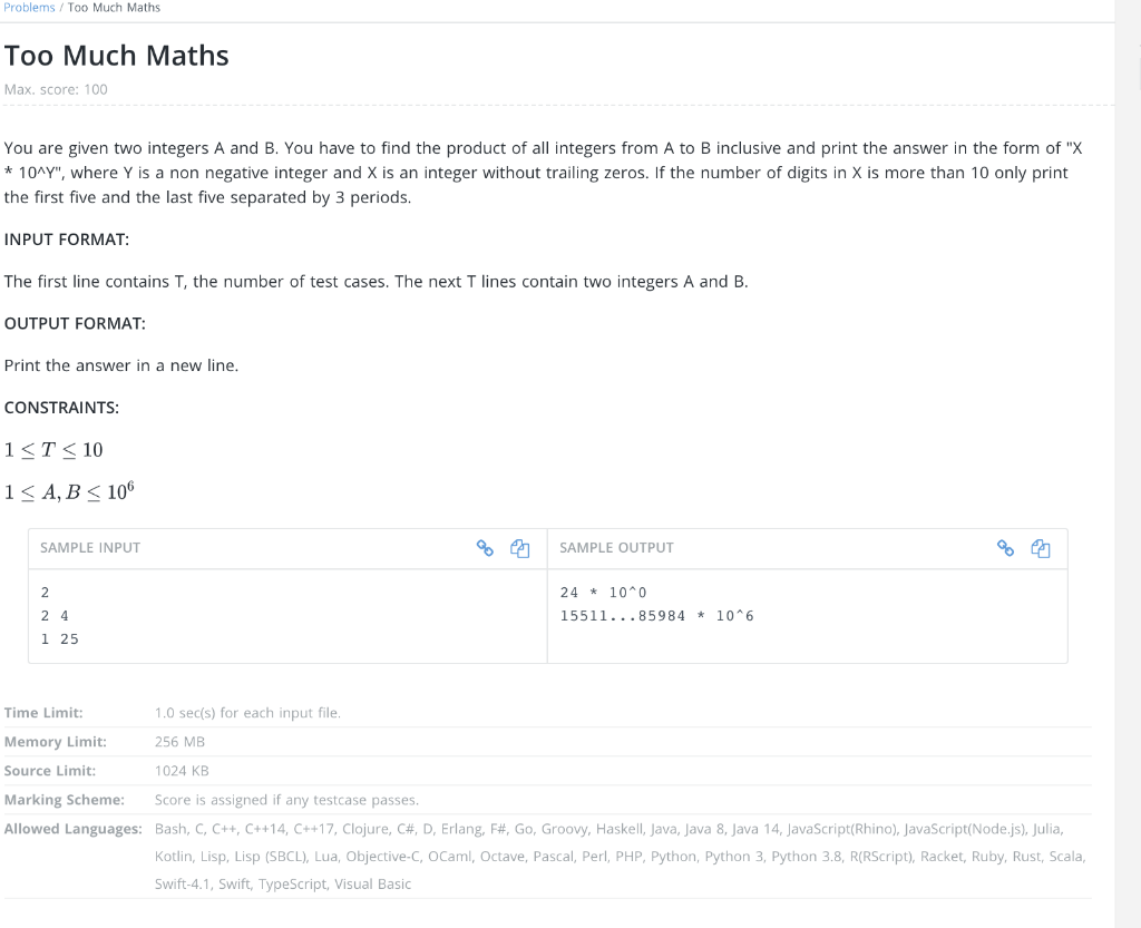 Solved Problems / Too Much Maths Too Much Maths Max. score: | Chegg.com