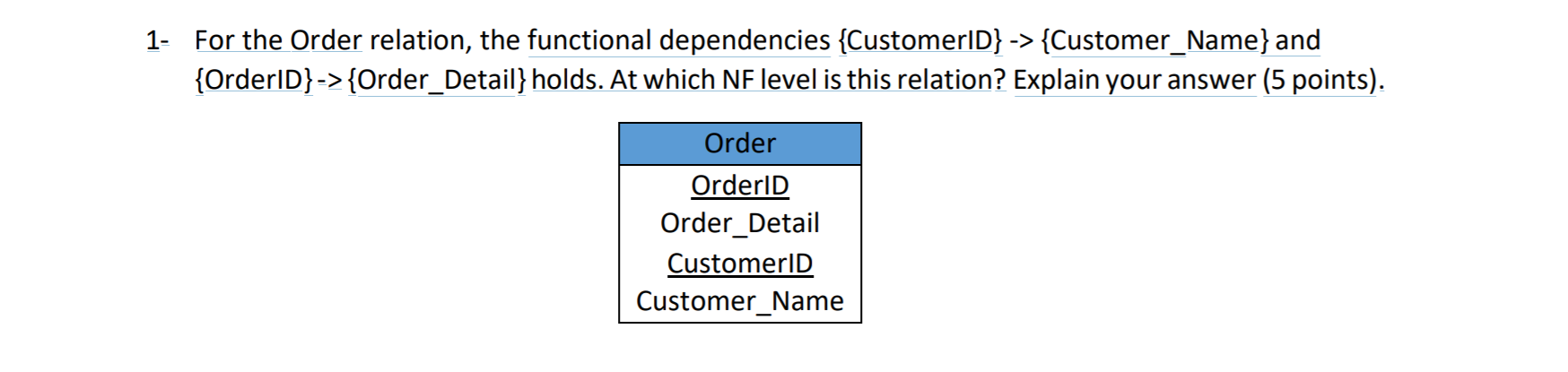 Solved 1- For the Order relation, the functional | Chegg.com