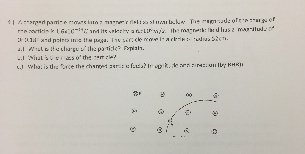 Solved 4.) A charged particle moves into a magnetic field as | Chegg.com