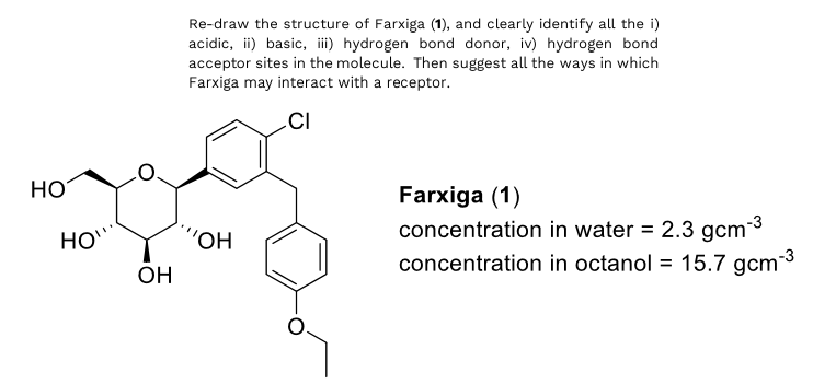 Solved Re-draw the structure of Farxiga (1), and clearly | Chegg.com