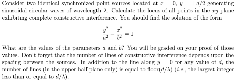 Solved Consider two identical synchronized point sources | Chegg.com