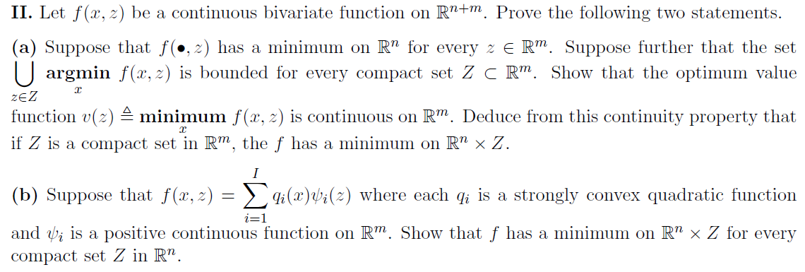 Solved II. Let f(x,z) be a continuous bivariate function on | Chegg.com